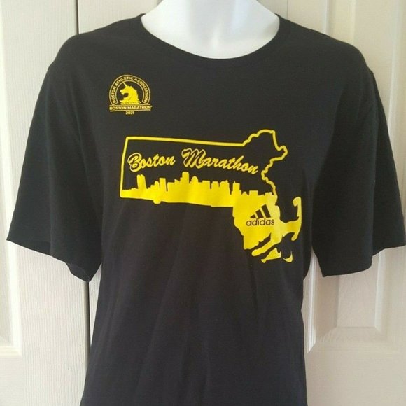 adidas | Shirts | Adidas Mens Running Boston Marathon Logo Tee Black ...